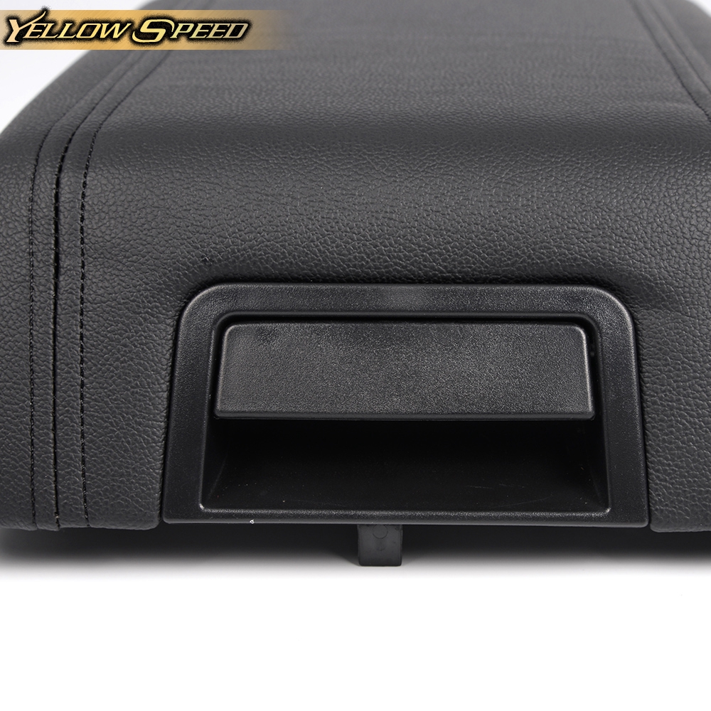 For 04-08 Ford F150 Center Console Arm Rest Lid Cover Pad Black Leather ...